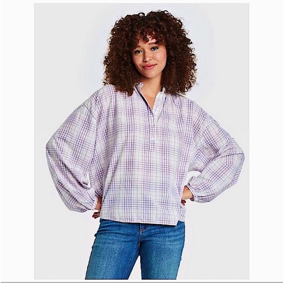 Universal Thread | Tops | Universal Thread Gingham Bell Sleeve Popover ...